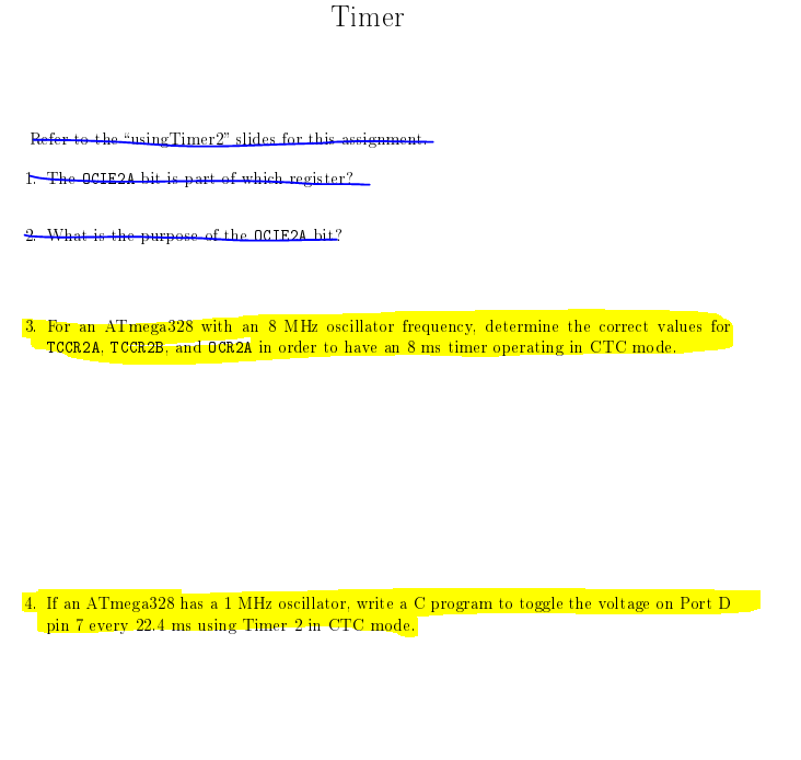 Timer Refer to the busing Timer2" slides for this | Chegg.com