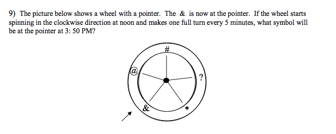 Solved 9) The picture below shows a wheel with a pointer. | Chegg.com
