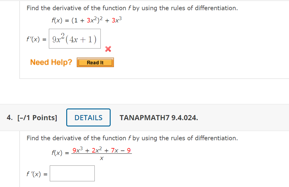 Solved Find the derivative of the function f by using the | Chegg.com