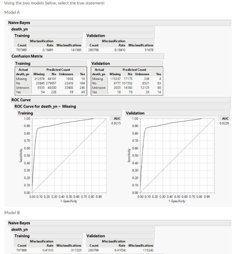 Solved Using the two models below, select the true | Chegg.com