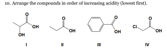 Solved 10. Arrange the compounds in order of increasing | Chegg.com
