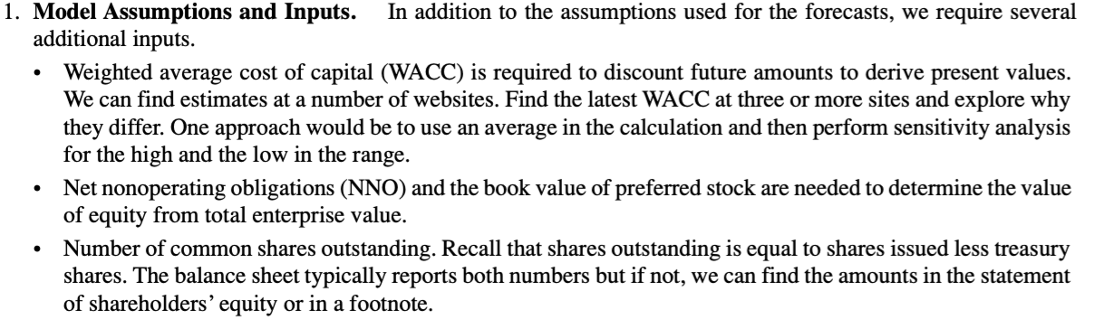 Model Assumptions and Inputs. In addition to the | Chegg.com