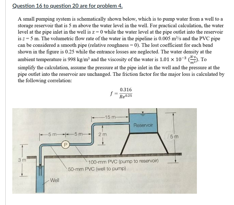 Solved A small pumping system is schematically shown below, | Chegg.com