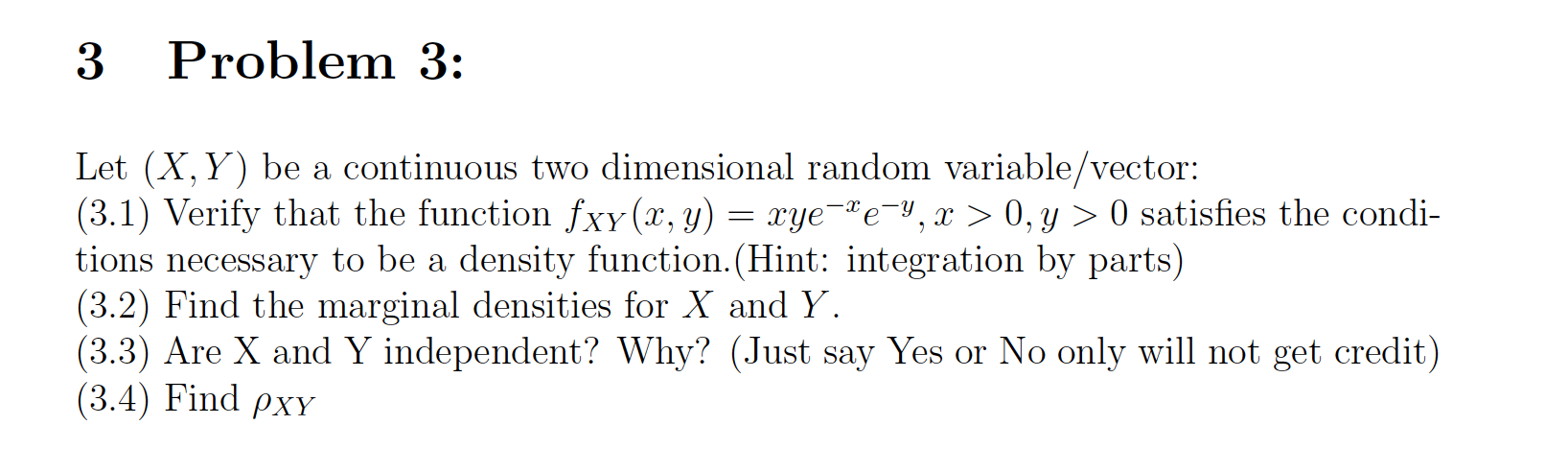 Solved 3 Problem 3: Let (X, Y) be a continuous two | Chegg.com