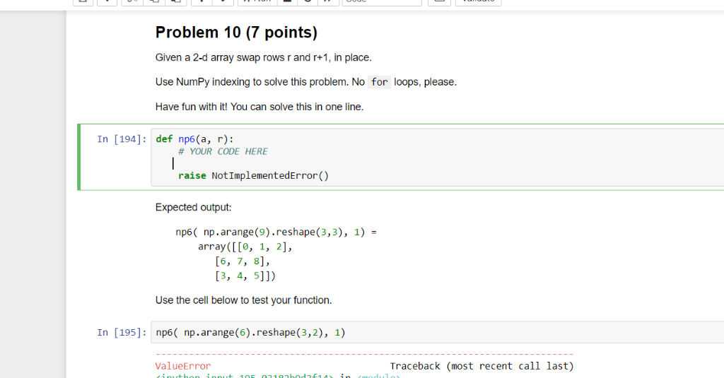 Solved Problem 10 (7 points) Given a 2-d array swap rows r | Chegg.com