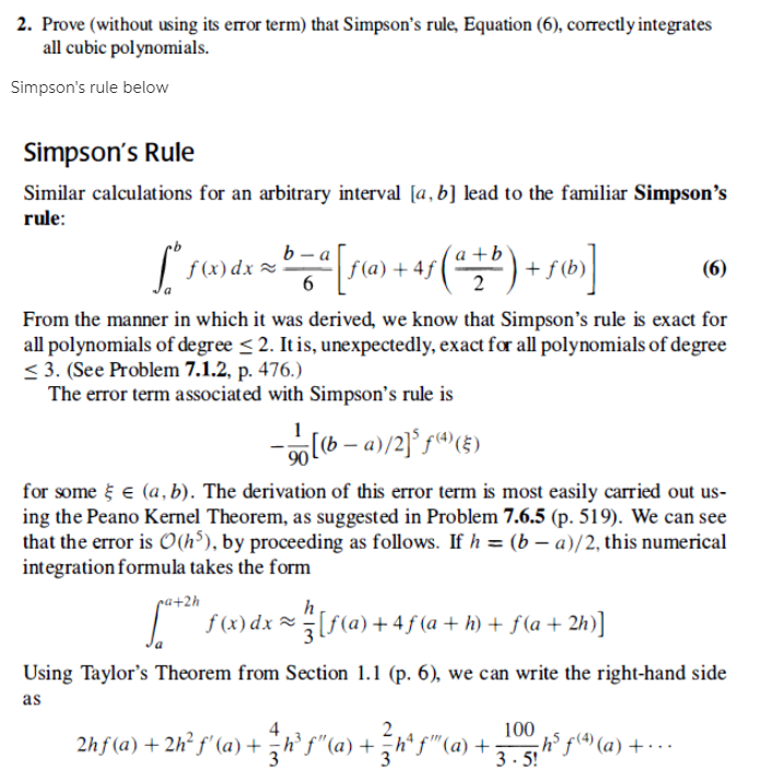 Solved 2. Prove (without using its error term) that | Chegg.com