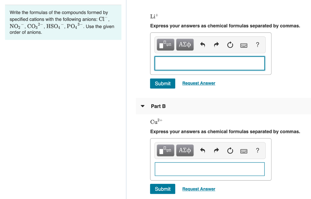 Solved Lit Write the formulas of the compounds formed by | Chegg.com