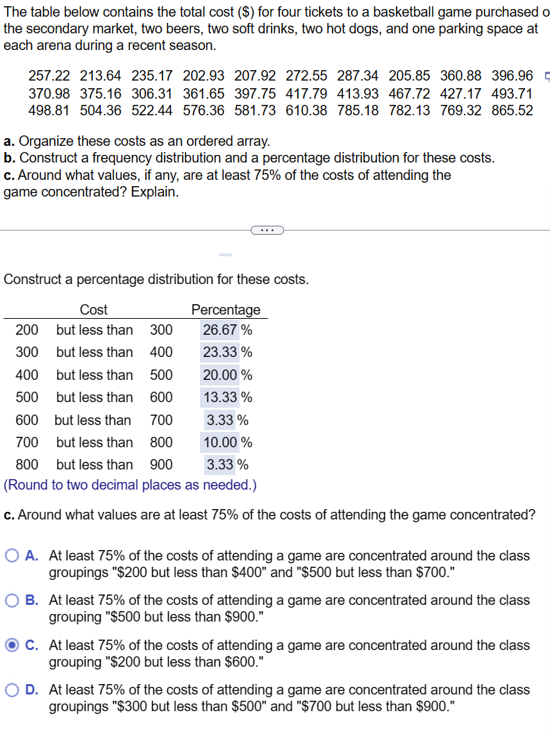 Solved The table below contains the total cost ($) for four | Chegg.com