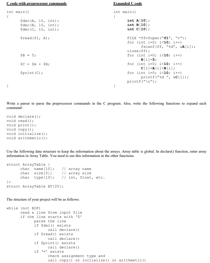Solved In this project you will implement a preprocessor to | Chegg.com