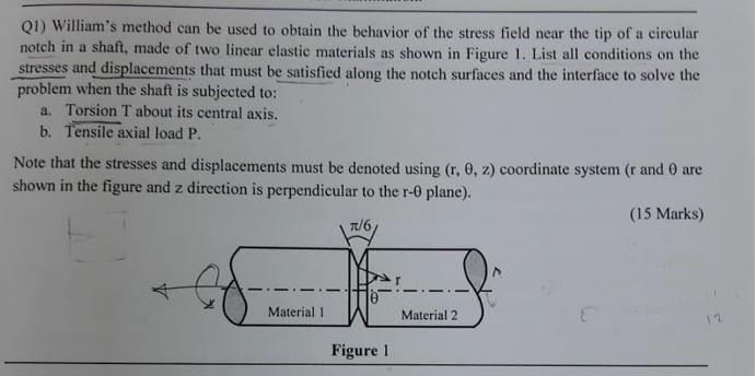 Solved a Q1) William's method can be used to obtain the | Chegg.com