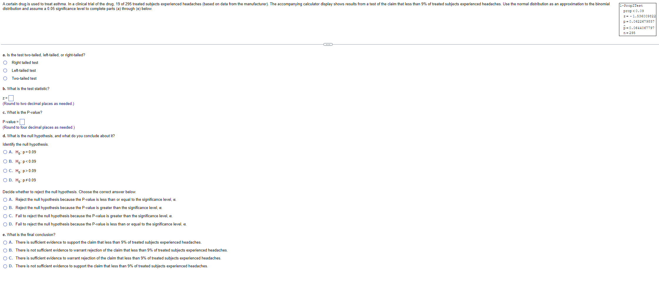 Solved Decide whether to reject the null hypothesis. Choose | Chegg.com