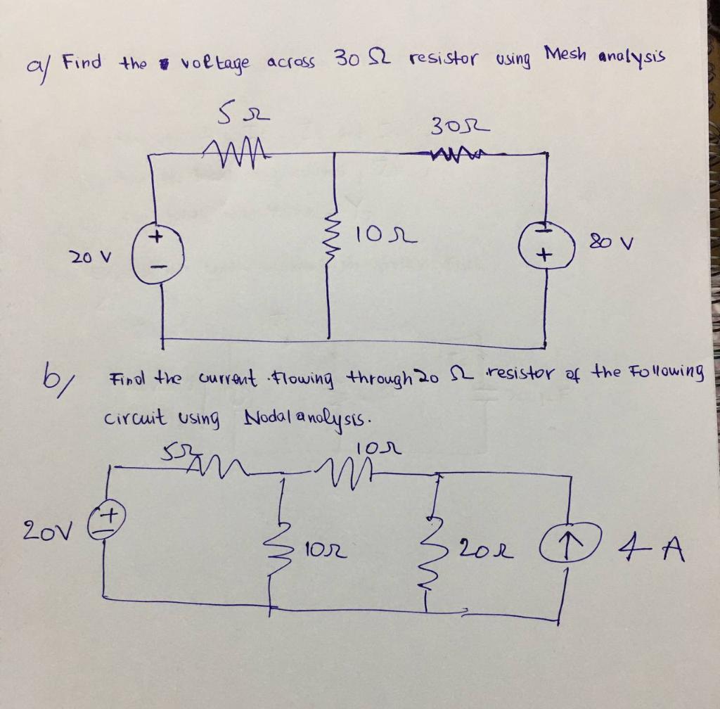 Solved a) Find the voltage across 30Ω resistor using Mesh | Chegg.com