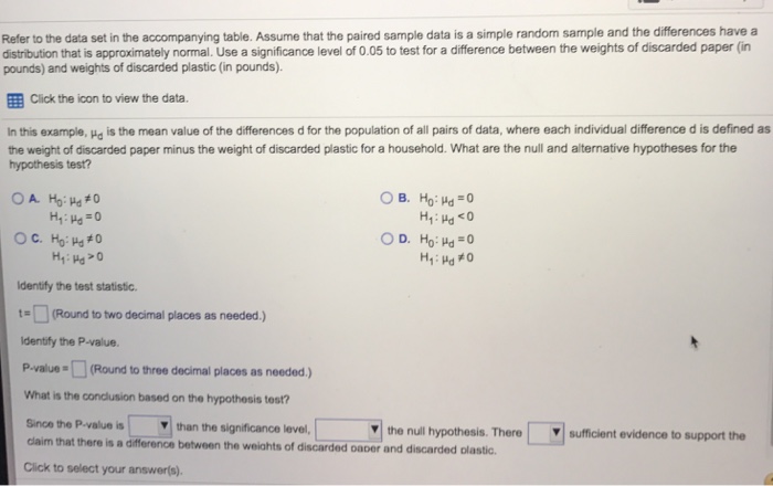 Solved Refer to the data set in the accompanying table. | Chegg.com