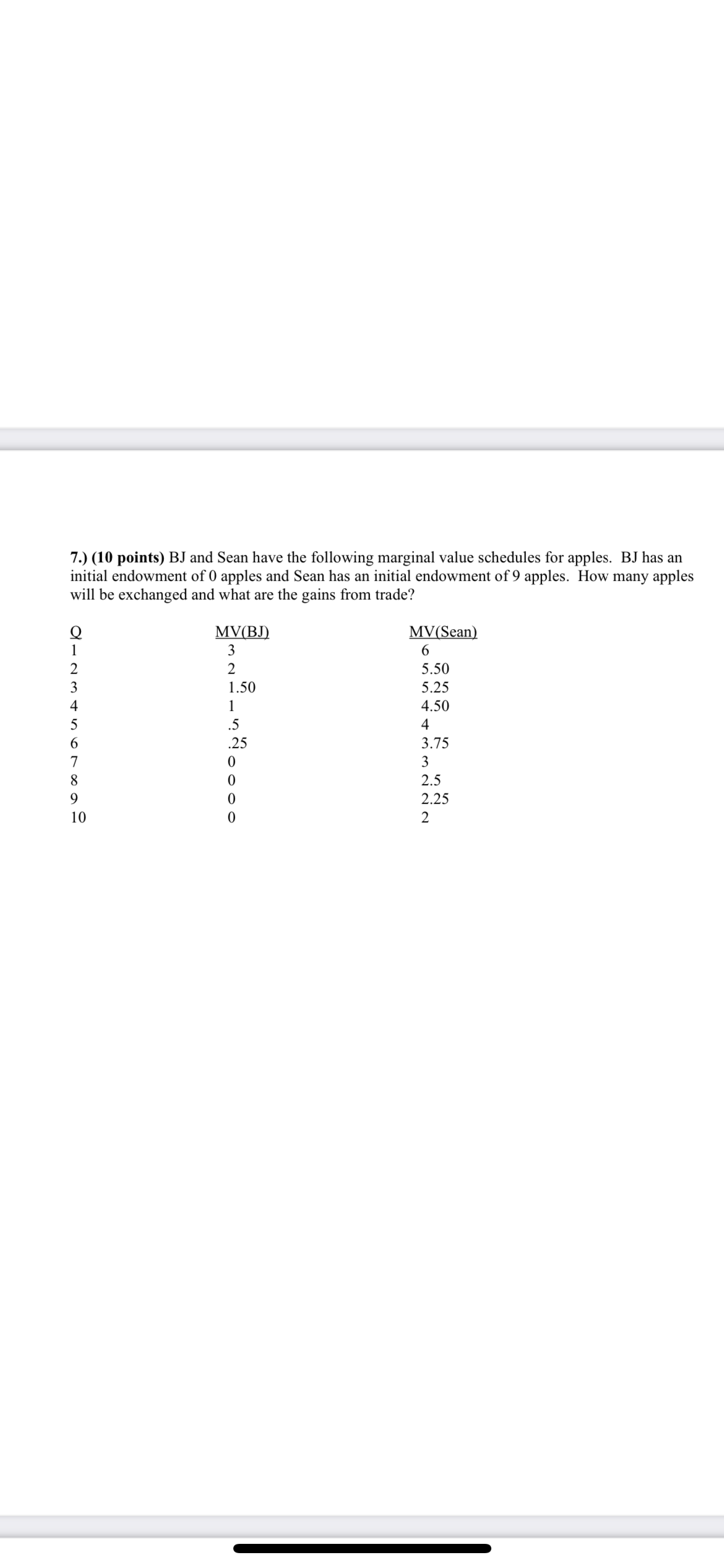 Solved 7.) (10 points) BJ and Sean have the following | Chegg.com