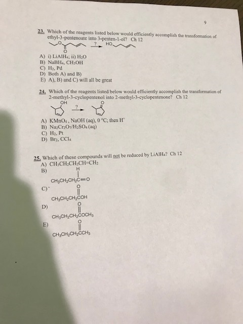 Solved 23. Which of the reagents listed below would | Chegg.com