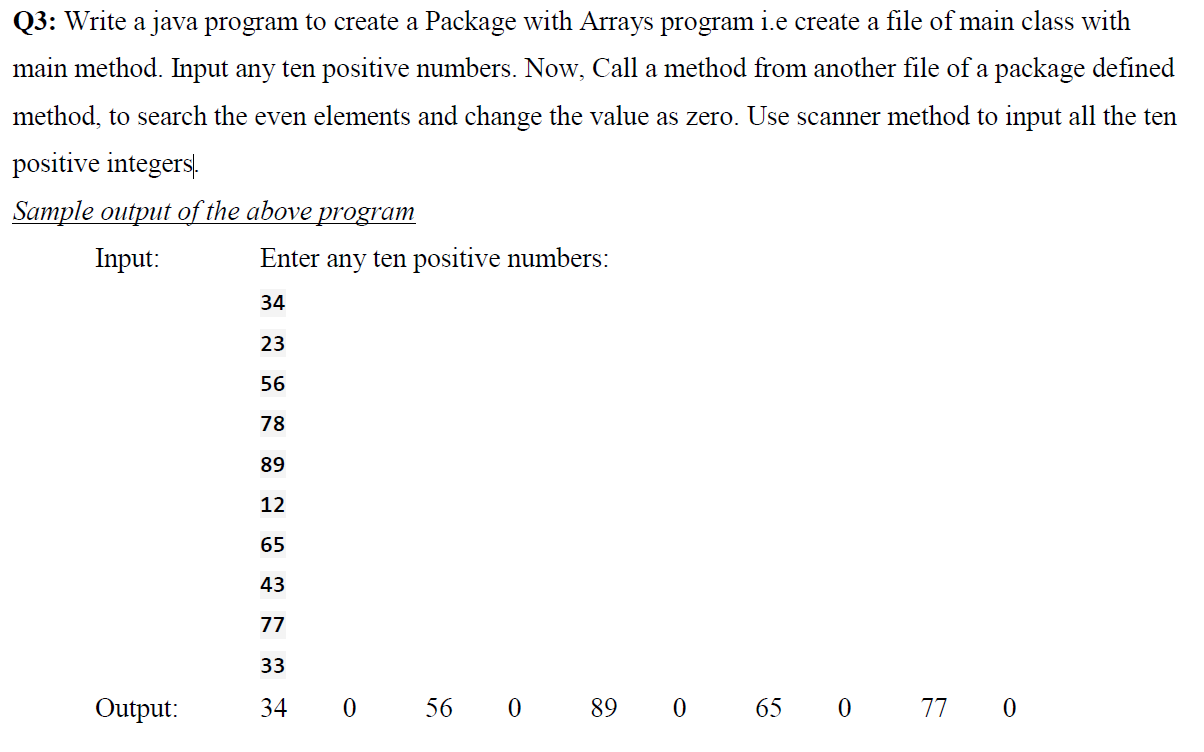 Solved Q3: Write a java program to create a Package with | Chegg.com