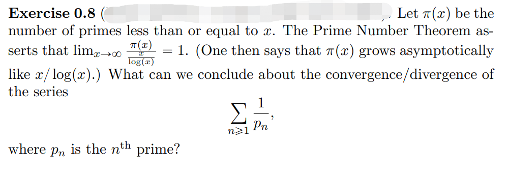 Solved Exercise 0.8 ( Let (2) be the number of primes less | Chegg.com
