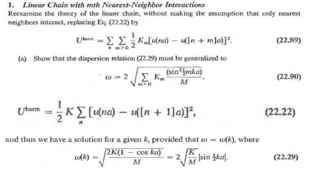 Solved 1. Linear Chain with mth Nearest-Neighbor | Chegg.com