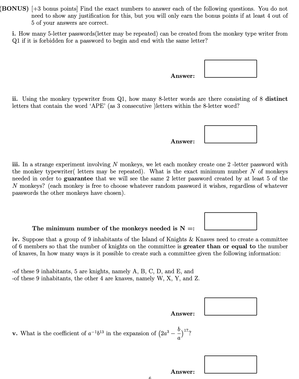 Solved (BONUS) (+3 bonus points) Find the exact numbers to | Chegg.com