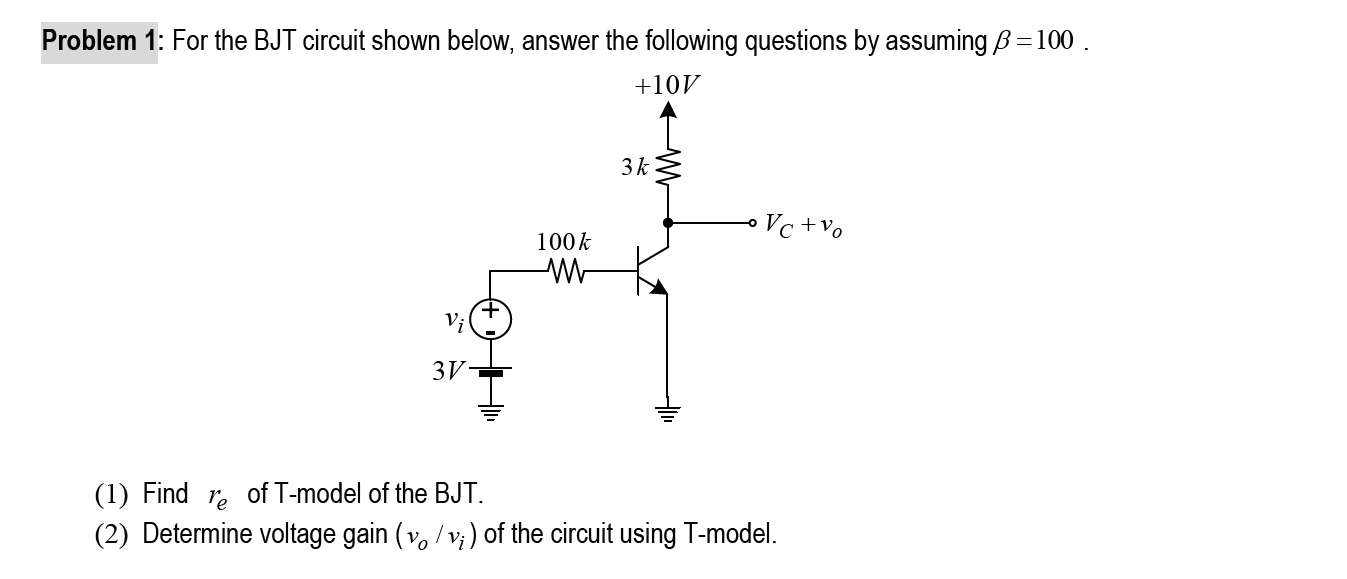 Solved neglect the early effect (VA = infinite ) and assume | Chegg.com