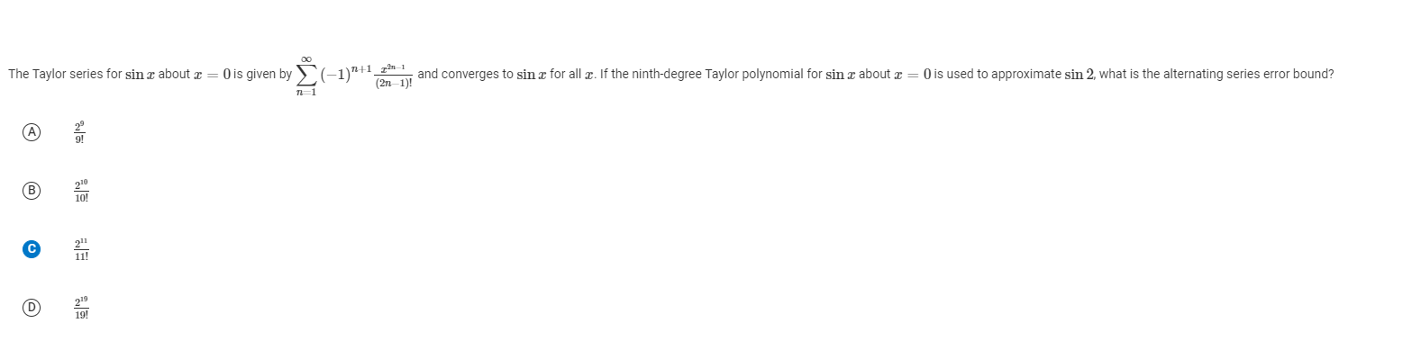 Solved The Taylor series for sinx about x=0 is given by | Chegg.com