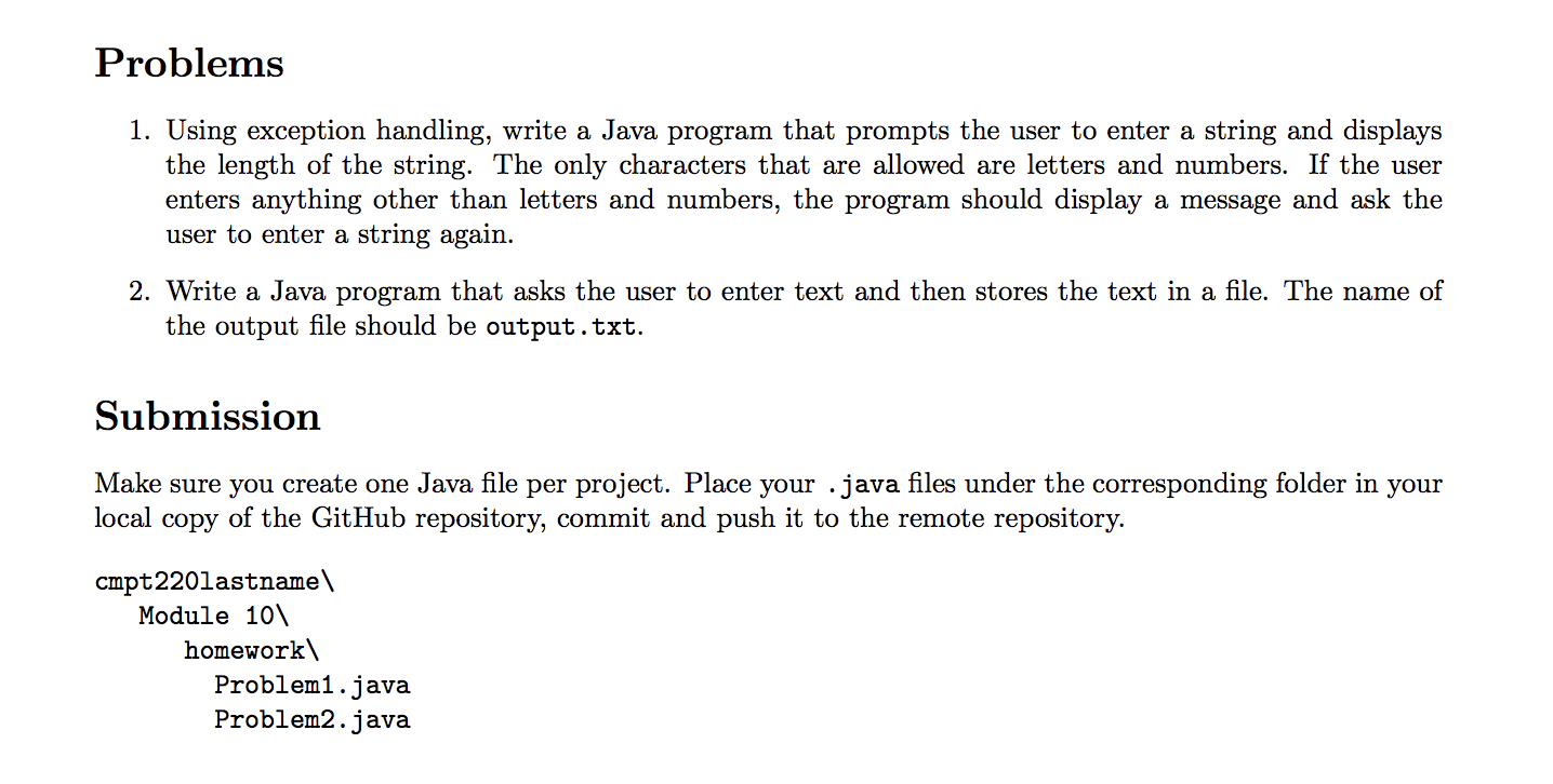 Solved 1. Using exception handling, write a Java program | Chegg.com
