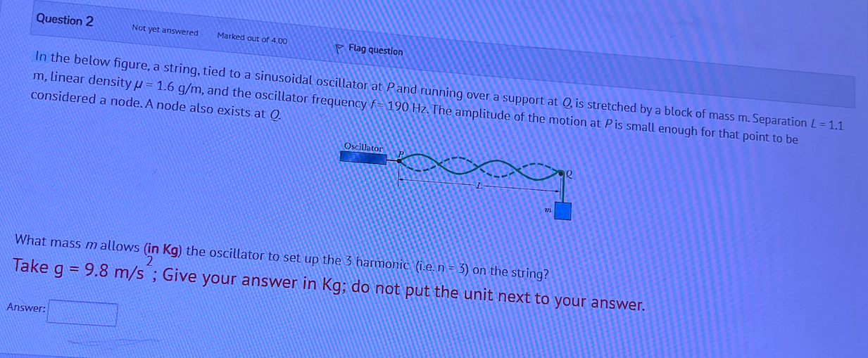 Solved In the below figure, a string, tied to a sinusoidal | Chegg.com