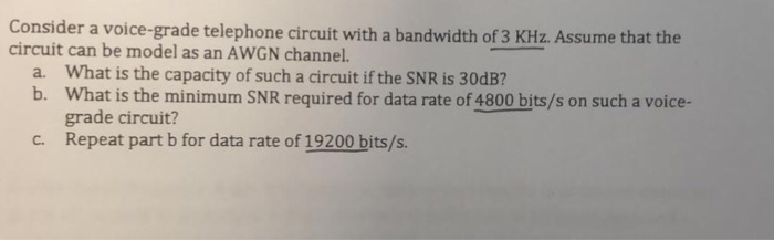 Solved Consider a voice-grade telephone circuit with a | Chegg.com