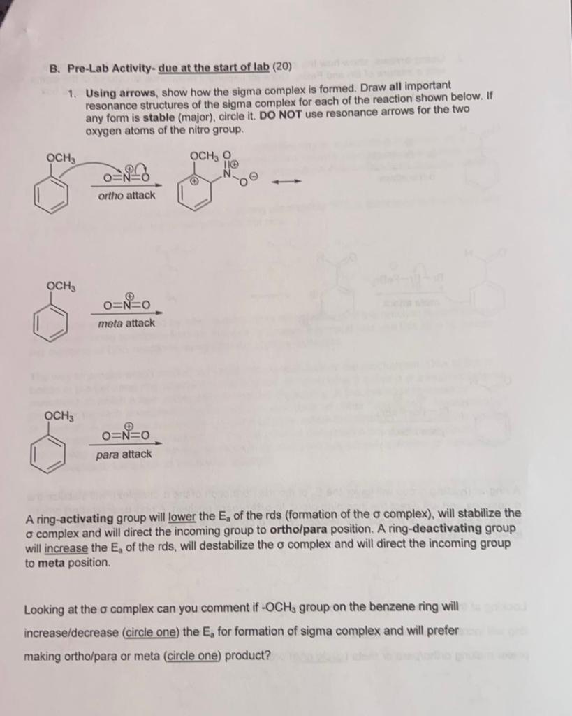 Solved B. Pre-Lab Activity- due at the start of lab (20) 1. | Chegg.com