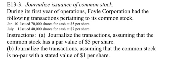 Issuance Of Common Stock