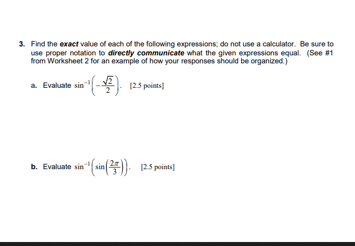 Solved 3. Find the exact value of each of the following | Chegg.com