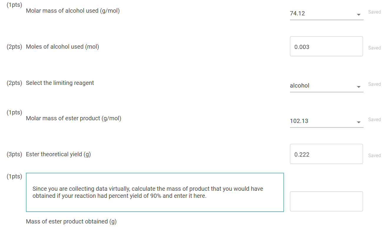 Solved Week 5 Data And Report Submission - Synthesis Of | Chegg.com