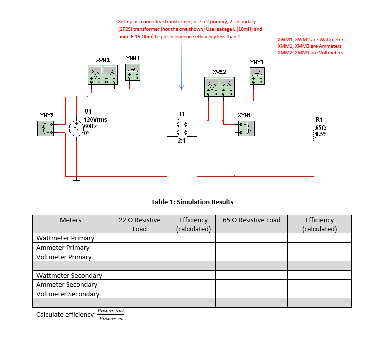 Solved Set-up as a non-ideal transformer, use a 2 primary, 2 | Chegg.com