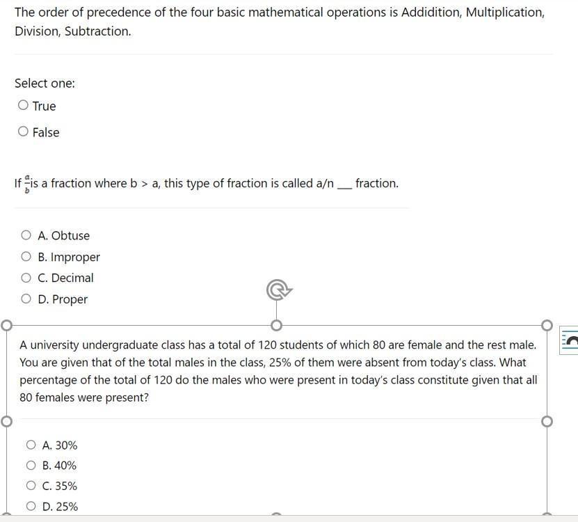 Solved The order of precedence of the four basic | Chegg.com