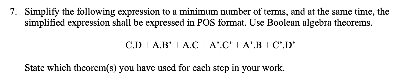 Solved Simplify the following expression to a minimum number | Chegg.com