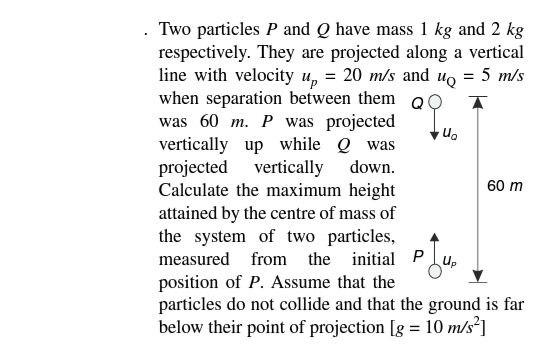 Solved = . Two particles P and Q have mass 1 kg and 2 kg | Chegg.com