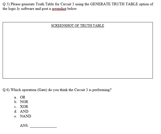 Solved Q5) Please generate Truth Table for Circuit 3 using | Chegg.com
