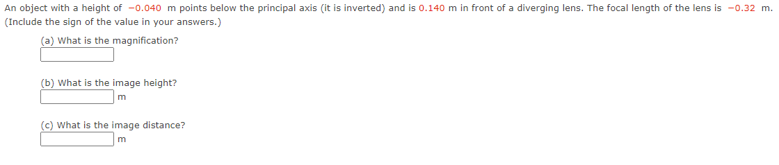 Solved An object with a height of \\( -0.040 \\mathrm{~m} | Chegg.com