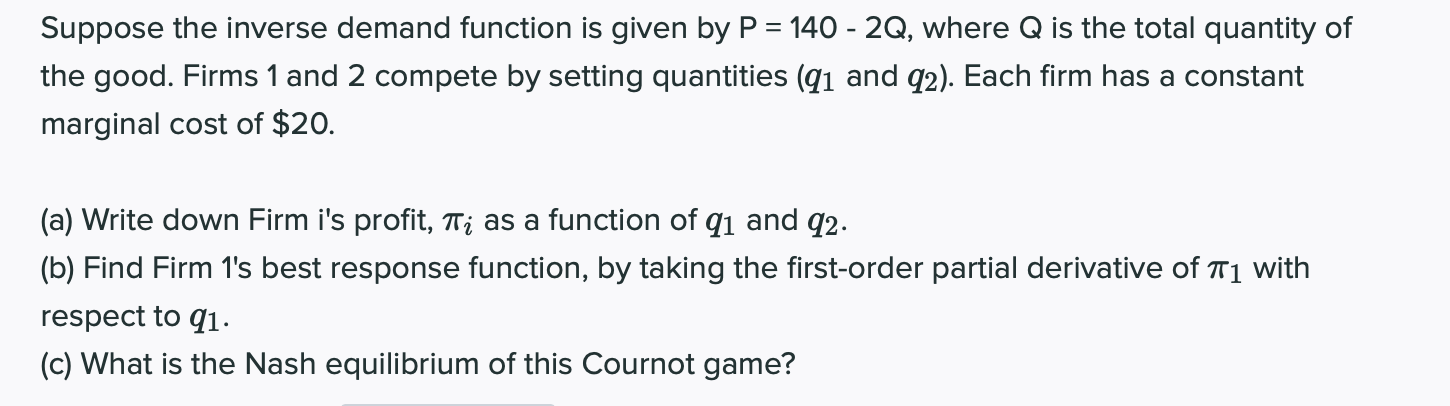 Suppose the inverse demand function is given by | Chegg.com