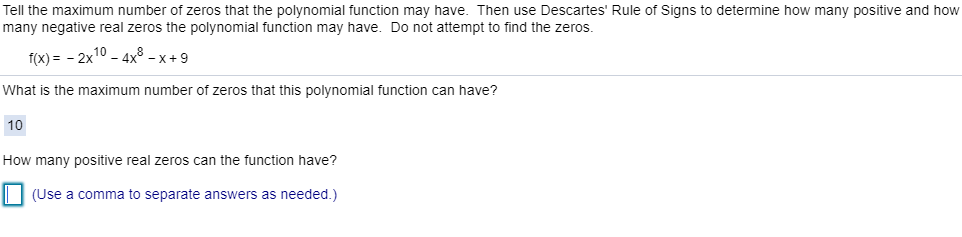 Solved Tell the maximum number of zeros that the polynomial | Chegg.com