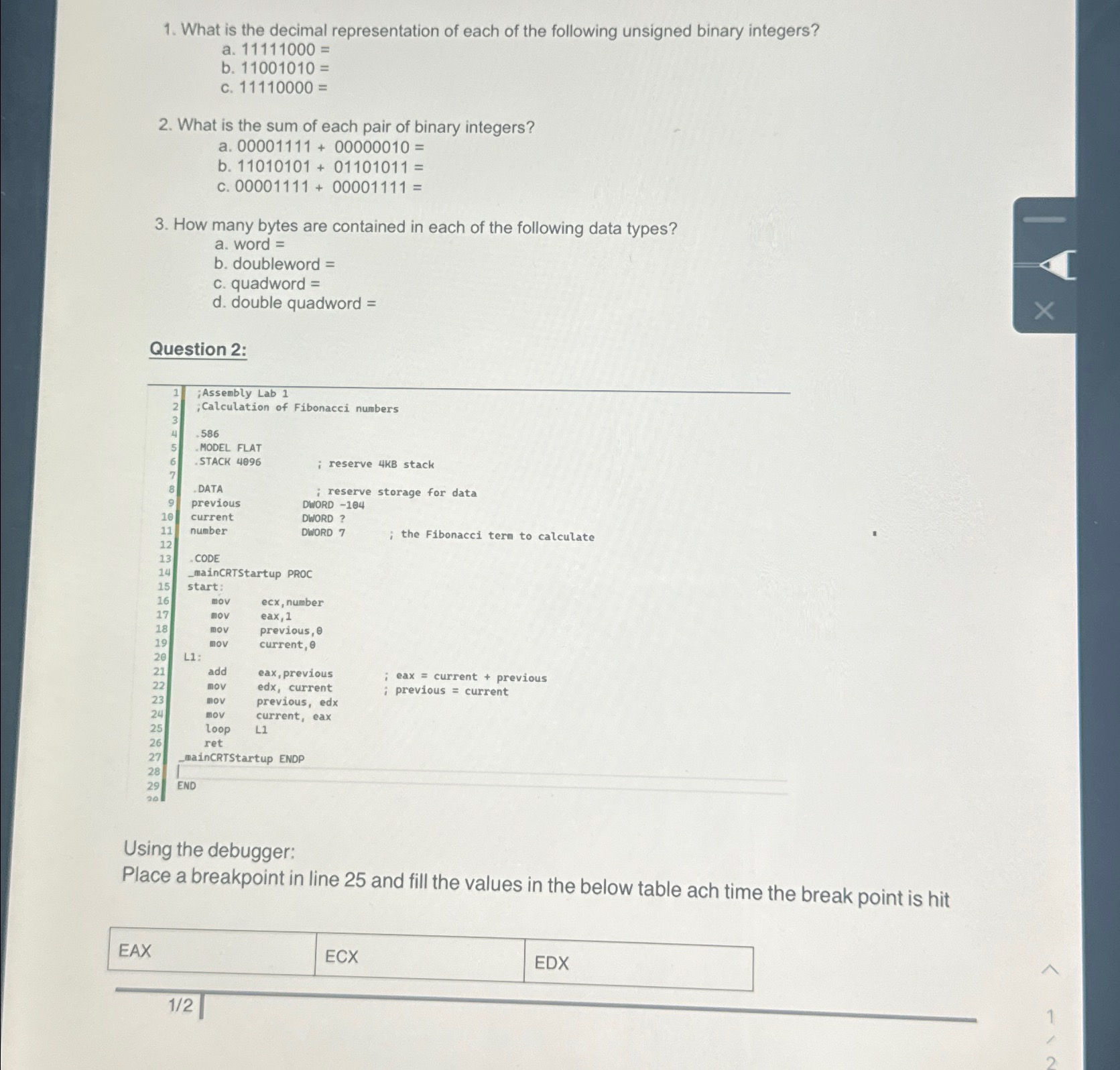 Solved What is the decimal representation of each of the | Chegg.com