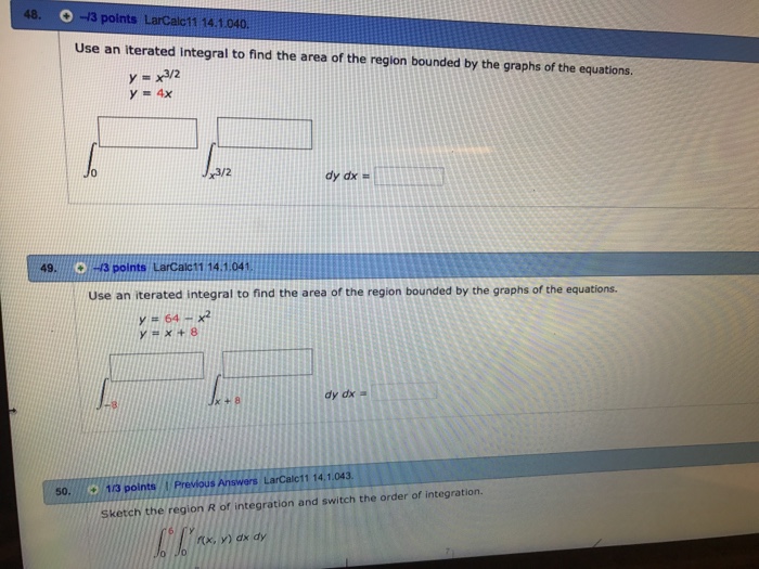Solved Use an iterated integral to find the area of the | Chegg.com
