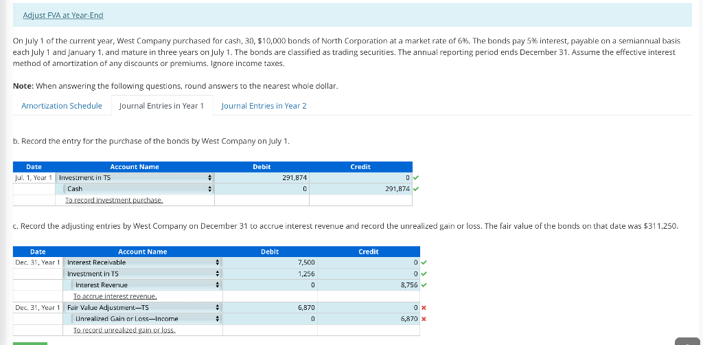 Solved Adjust FVA at Year-End On July 1 of the current year, | Chegg.com