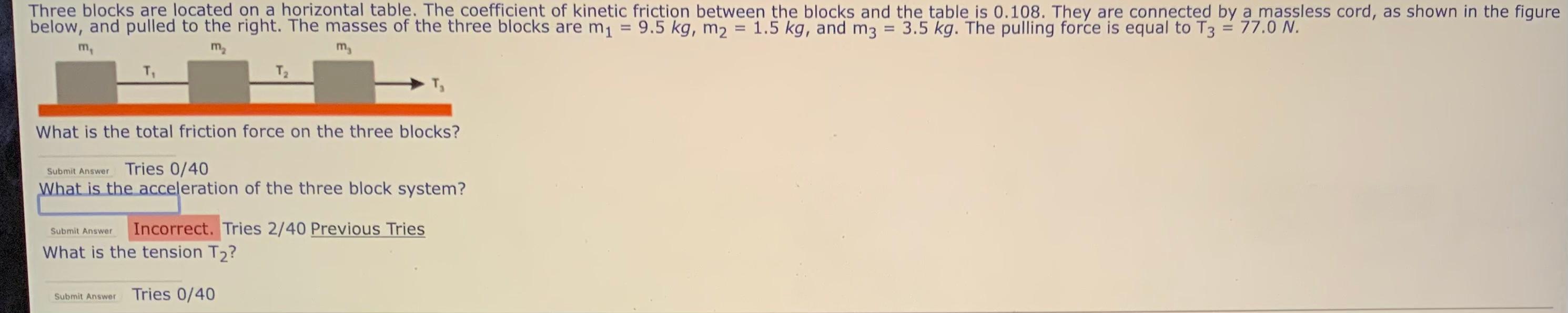 Solved Three blocks are located on a horizontal table. The | Chegg.com