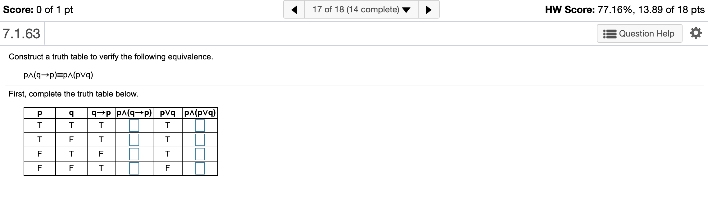 Solved Score 0 Of 1 Pt 15 Of 18 14 Complete Hw Score