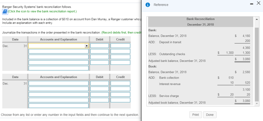 Solved Included in the bank balance is a collection of $ 510 | Chegg.com