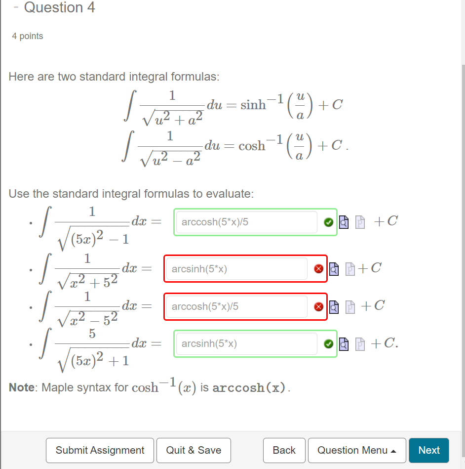 Solved 4 points Here are two standard integral formulas: | Chegg.com