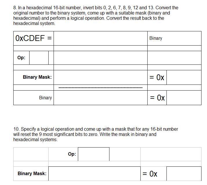 Solved 8. In a hexadecimal 16-bit number, invert bits 0, 2, | Chegg.com