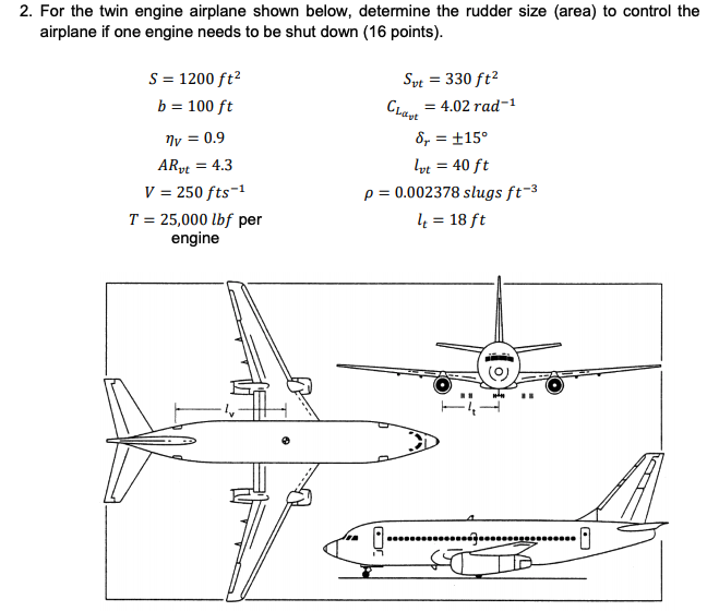 2. For the twin engine airplane shown below, | Chegg.com