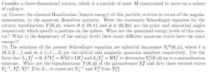Solved Consider a three-dimensional rotator, which is a | Chegg.com